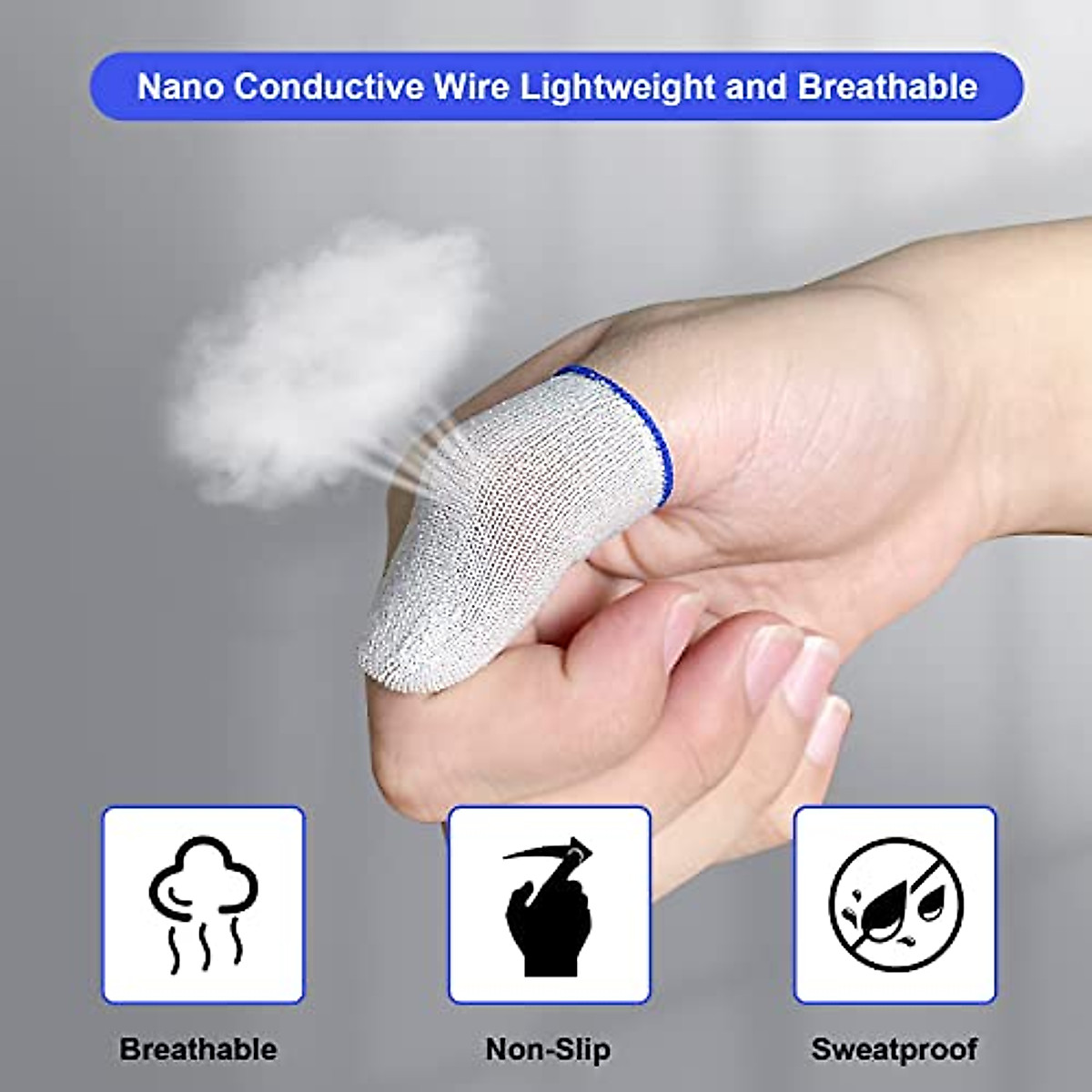 10 Piece Mobile Phone Gaming Finger Sleeves Finger Gloves Thumb Anti-Sweat Breathable Cool Finger Covers Glass Fiber for Mobile Game Touchscreen Finger for Phone Game PUBG