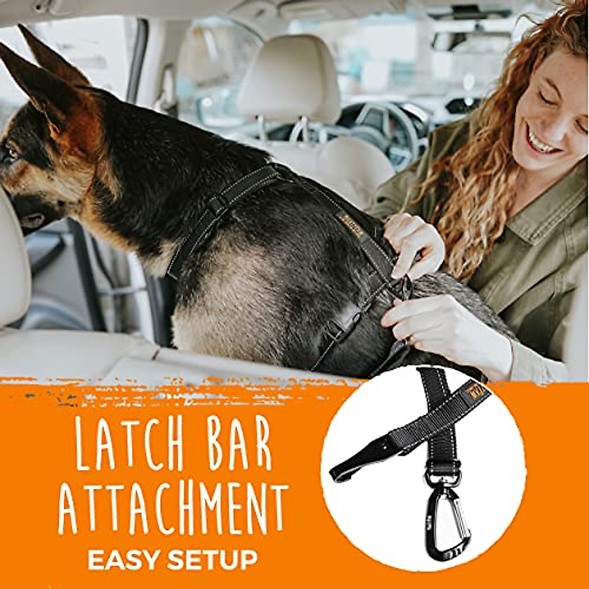 Mighty Paw Dog Seat Belt | Latchbar Dog Seatbelt Tether, Pet Seat Belt for Car, Dog Car Leash, Dog Safety Belt for Car, Seatbelt for Dog in Car, Dog Seat Belt for Car, Dog Car Seat Belt Large - Puppy