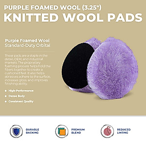 Wool Buffing Pad for Standard Duty Orbital (1 Pack, 6.25”), Premium Polishing Pads - Car Polishing Kit with Reduced Lint and Top Retention - Dense Foam Polisher Car Buffer Pads