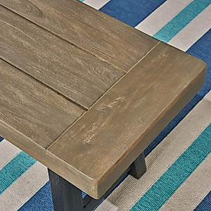 Christopher Knight Home Toby Outdoor Acacia Wood Bench, Sandblast Gray Finish and Black