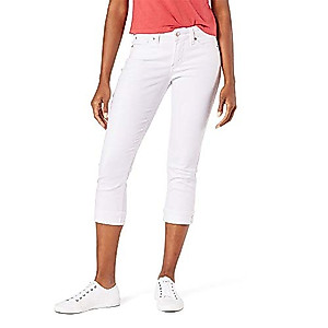 Signature by Levi Strauss & Co. Gold Label Women's Size Mid-Rise Slim Fit Capris (Standard and Plus), White Dove, 18