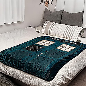 Surreal Entertainment Doctor Who TARDIS Oversized Plush Throw Blanket | Cozy Sherpa Cover For Sofa, Bed | Super Soft Fleece Blanket | Official BBC One Collectible | 45 x 60 Inches, Blue, One Size