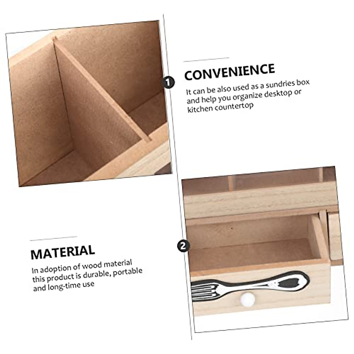 HANABASS Box Coffee Storage Box Flatware Storage Box Desktop Decor Woodsy Decor Utensil Rack Kitchen Gadgets Organizer Utensil Drying Rack Coffee Case Cutlery Box Wood Storage Box Supplies