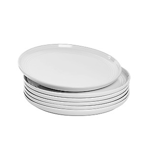 Double Line 10.5" Dinner Plate, Set of 6, White