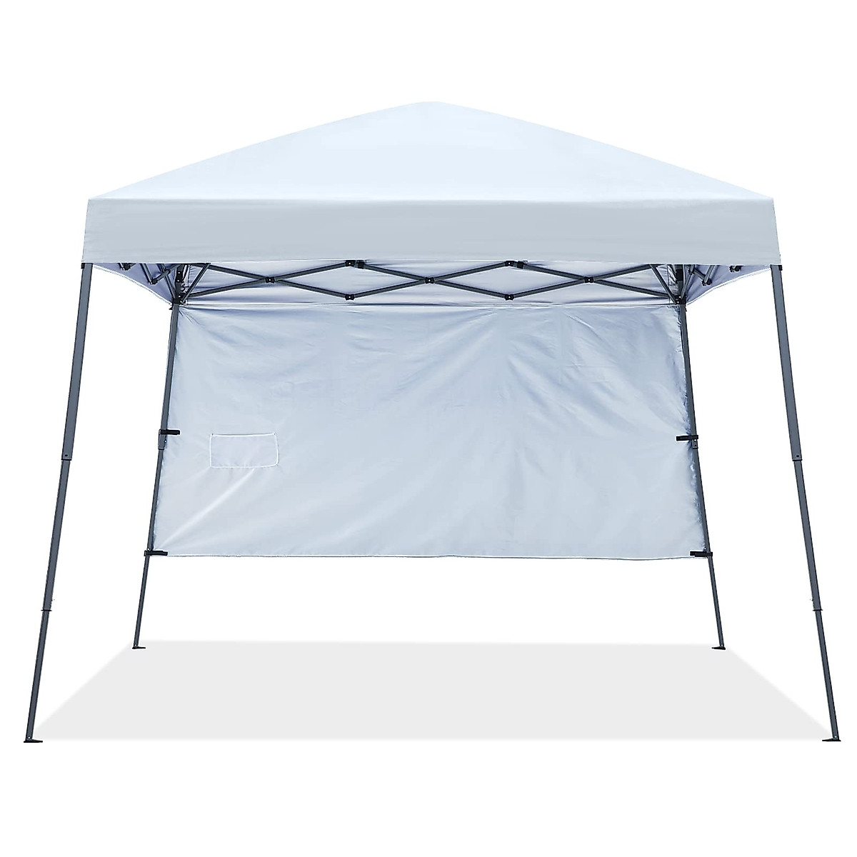 ABCCANOPY Outdoor Pop Up Canopy10x10 Beach Camping Canopy with 1 Sun Wall, Bonus Backpack Bag, Stakes and Ropes, White
