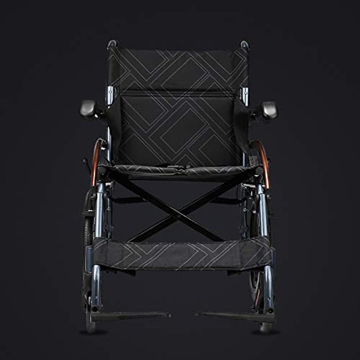Magnesium Alloy Wheelchair 22lbs Lightweight Portable Travelling Transport Chair with HandBrakes, 16 inch Wheels