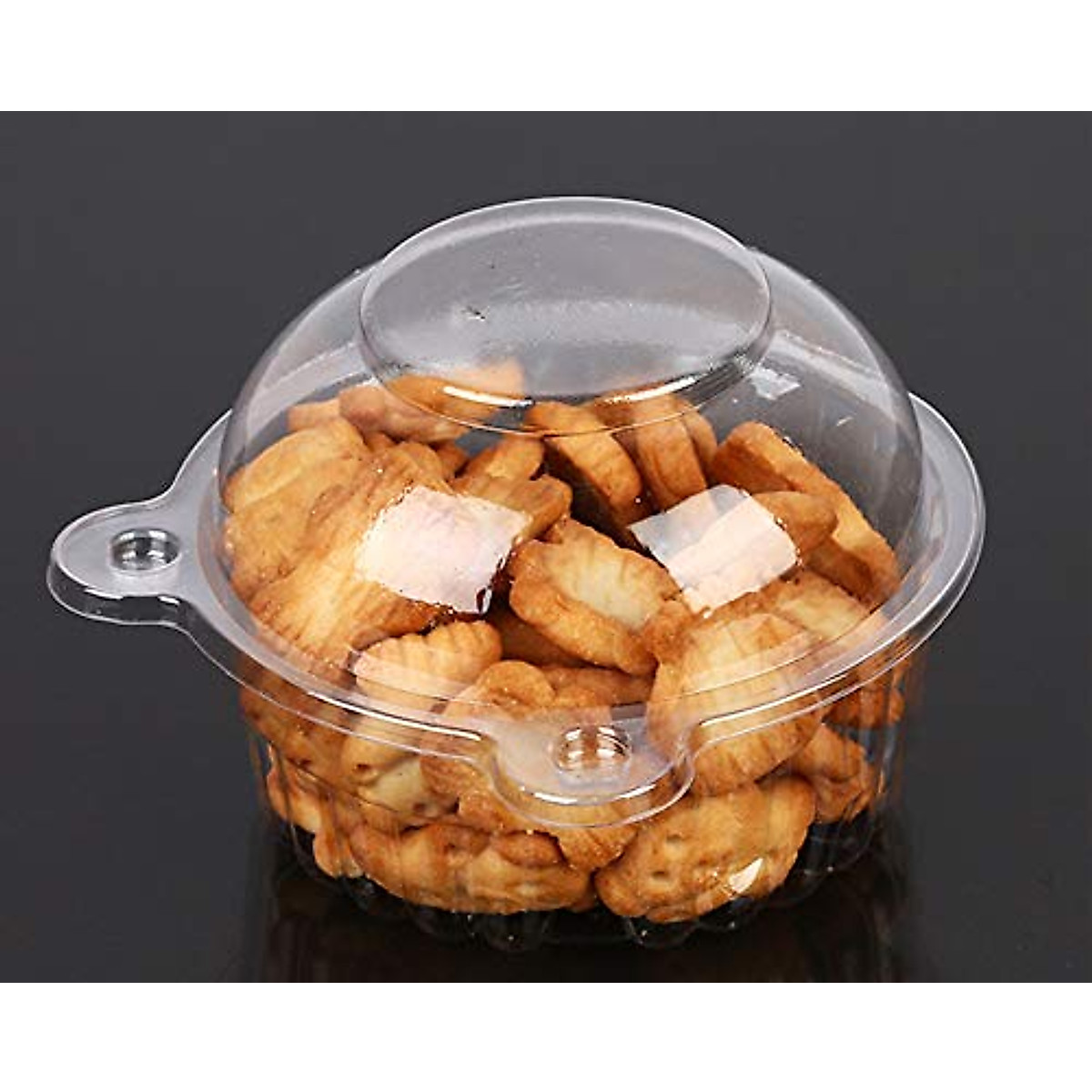 i-CHONY Individual Cupcake Container - 100pcs Cupcake Holder Plastic Disposable Clear Dome Single Cupcake Carrier Holder Muffin Individual Small Container Cases Box Cups
