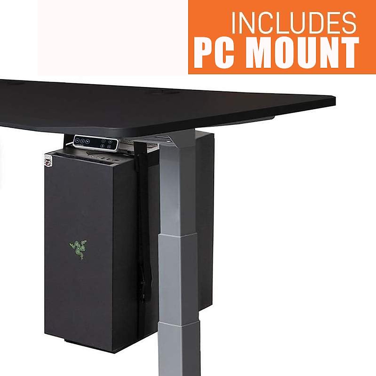 MojoDesk - Mojo Gamer Pro - Electric Standing Standing Desk for Esports PC Gaming - Bundled with 5 Accessories - Monitor Arm, PC Mount, Magnetic Cable Tray, Cable Chain, 6-Outlet Power Bar