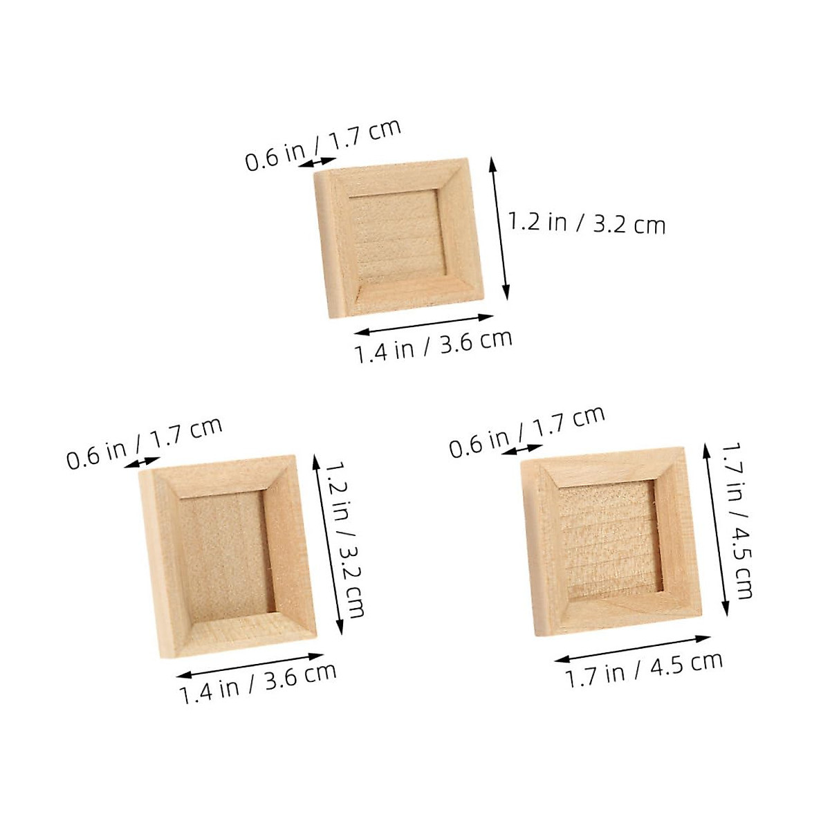 HOOTNEE 3pcs Dollhouse Photo Frame Picture Frames Doll House Photo Frames DIY Miniature House Kit Mini Decoration Mini Photo Frame Mini House Ornament Mini Picture Frame Beige Wood