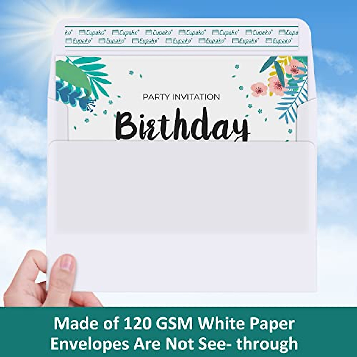 Eupako White Blank Cards with A7 Envelopes 100 Pack, 5x7" Heavyweight Folded Cardstock and 5.25x7.25" Envelopes Self Seal for Greeting Cards, Invitations, Wedding, Baby Shower, Birthday