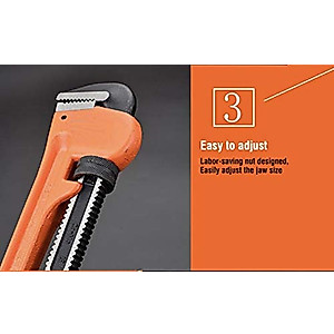 Edward Tools Pipe Wrench - Heavy Duty Heat Treated Steel Plumbing Wrench Tool - Forged Hook Jaw for Superior Grip - Quick Adjustment Nut (12")