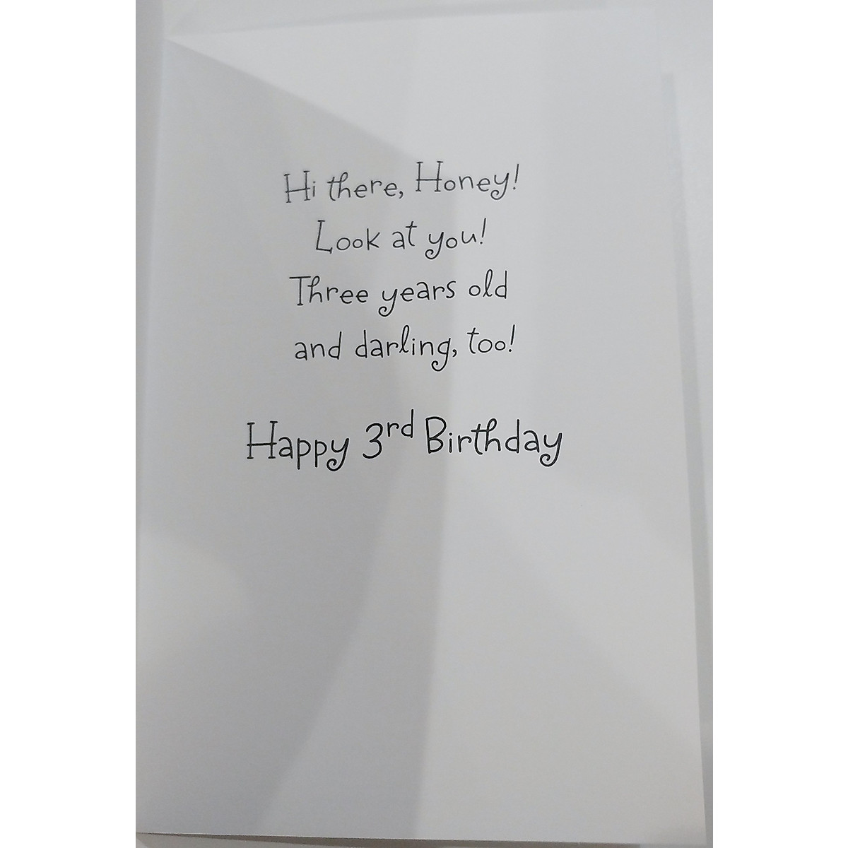 Happy Birthday 3 Years Old Greeting Card - Third Three 3rd Pink Cat Darling