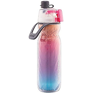 O2COOL Arctic Squeeze Insulated Mist 'N Sip Water Bottle | 2 Pack- 20 oz | BPA Free, 2-in-1 Mist and Sip Function w/No Leak Pull Top Spout (Ras Ombre/Tropical)