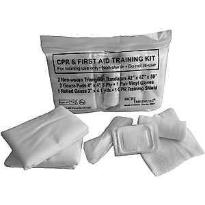CPR & FA Training Kits w. 2 Non-Woven Triangular Bandages, 10 Pack, MCR Medical
