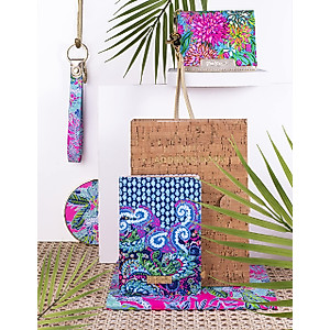 Lilly Pulitzer Address Book with Alphabetical Tabs, Cork Cover Phone Book, Spiral Address Book with 146 Contact Pages and A-Z Laminated Tabs, Walking on Sunshine