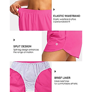 G Gradual Women's Running Shorts with Zipper Pockets Quick Dry Athletic Workout Gym 3" Short Shorts for Women with Comfy Liner (Rose, Large)