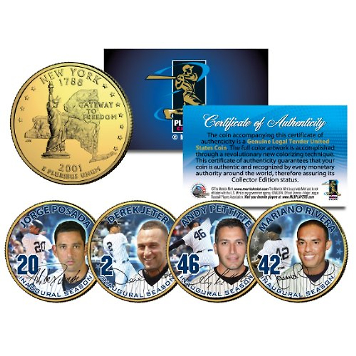 Yankees CORE Four Statehood NY Quarters 4-Coin Set Jeter Mariano Posada PETTITTE