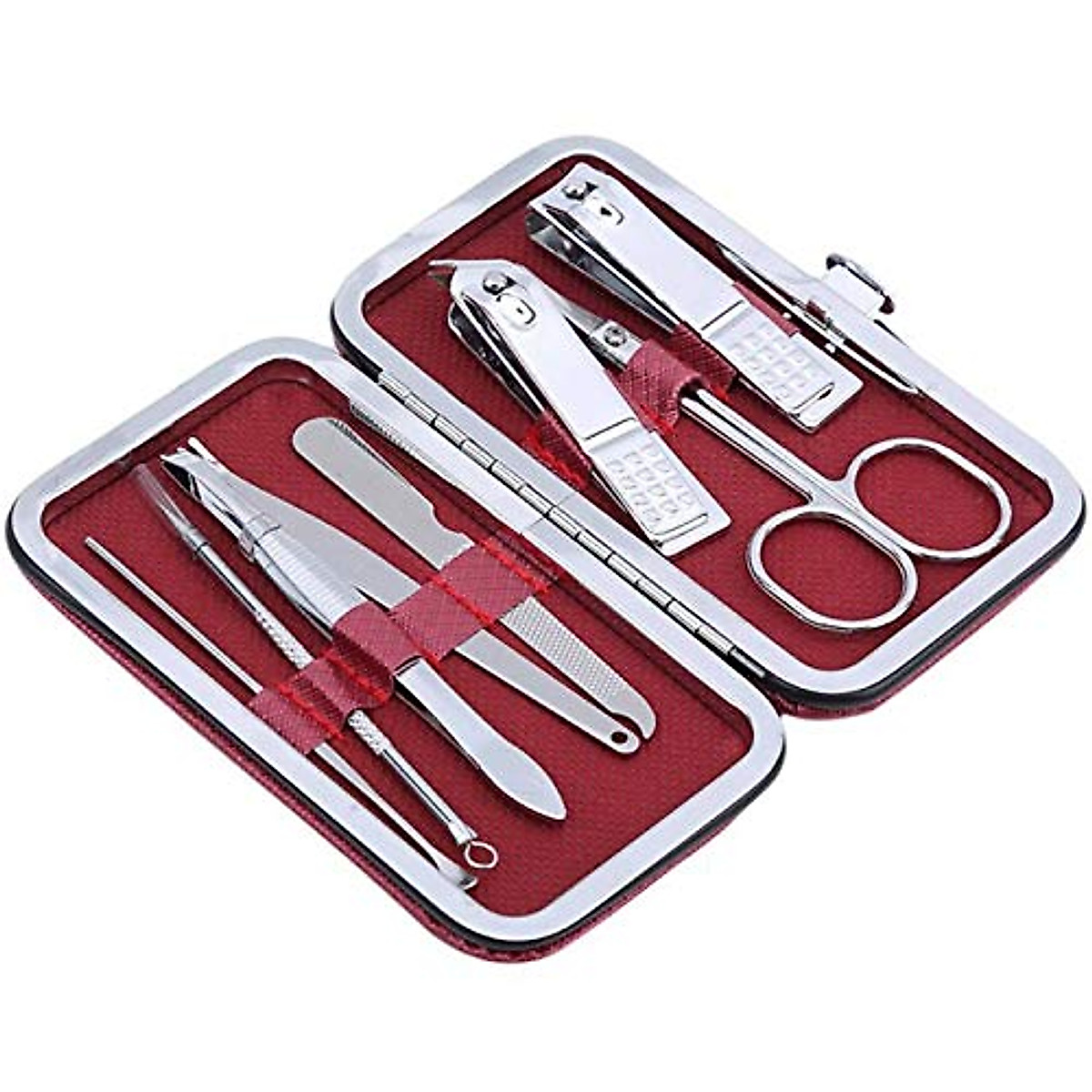 Uouteo Nail Clippers Kits 8 PCS Pink Manicure Pedicure Kit with Travel Case