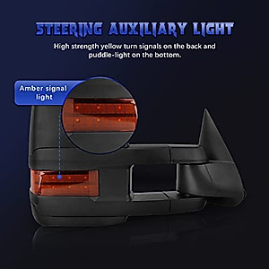 PZ Driver and Passenger Side Tow Mirrors with POWER HEATED,AMBER SIGNAL,Clearance lamp,BLACK,Replacement Fit for 1999-2002 SILVERADO SIERRA 1500 2500/HD 3500