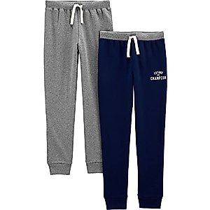 Simple Joys by Carter's Baby Boys' 2-Pack Athletic Knit Jogger Pants, Charcoal/Navy, 5T