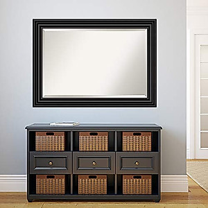 Amanti Art Beveled Bathroom Mirror (30 x 42 in.), Colonial Black Frame - Wall Mirror Black, Large