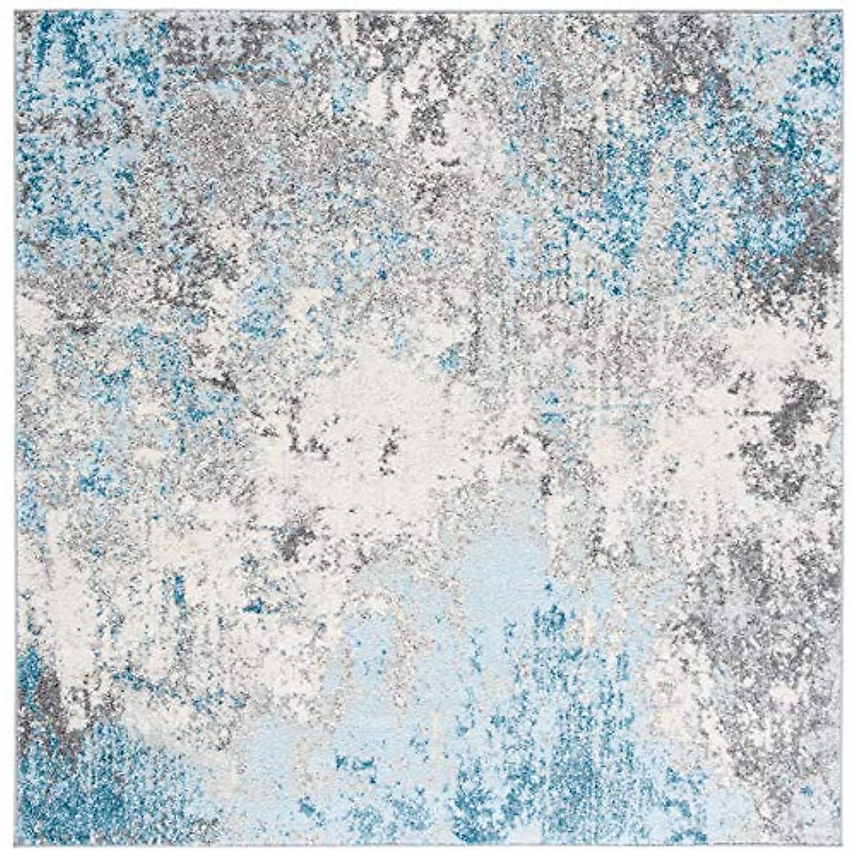 SAFAVIEH Tulum Collection 10' Square Grey/Blue TUL207F Modern Abstract Non-Shedding Living Room Bedroom Dining Home Office Area Rug