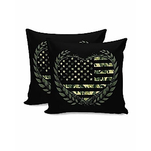 applebless Set of 2 Throw Pillow Covers Square for Home Decor, Camo 18x18 Inch Cotton Reversible Pillow Case Sofa Soft Cushion Cases for Bedroom Couch Bed Car Chair