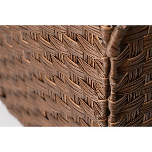 Foldable Synthetic Plastic Wicker Storage Basket with Iron Wire Frame By Blue Ridge Basket Company (Set of 2)