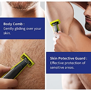 YINKE Guide Comb Body Skin For Philips OneBlade & One Blade Pro QP2520 QP2530 QP2620 QP2630 QP6510 QP6520 Face Hair Clippers Beard Trimmer Replacemen Pack Kit (6pc)