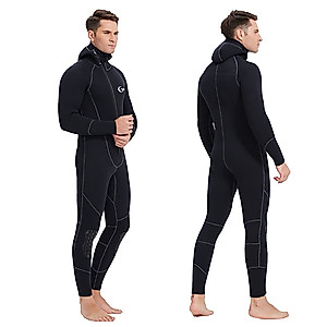 Wetsuits Men's Ultra Stretch 7Mm Neoprene Full Suits Long Sleeve, Winter Warm Front Zip Full Body Diving Suit for Snorkeling Scuba Diving Swimming,XL