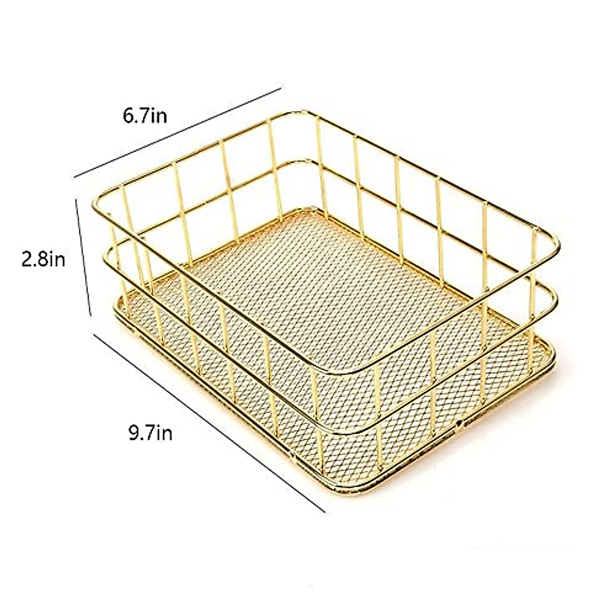 AESGXTU Gold Metal Storage Basket Desktop Iron Grid Simple Snack Storage Tray for Home Decor＆Orderly Storage (Large)