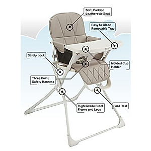 Primo PopUp Folding High Chair, 28x24x38 Inch (Pack of 1)