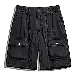 Seamless Workout Shorts Stretchy Cargo Shorts for Men Big and Tall Casual Elastic Waist Linen Shorts with Pockets Summer Beach Shorts Black 2X