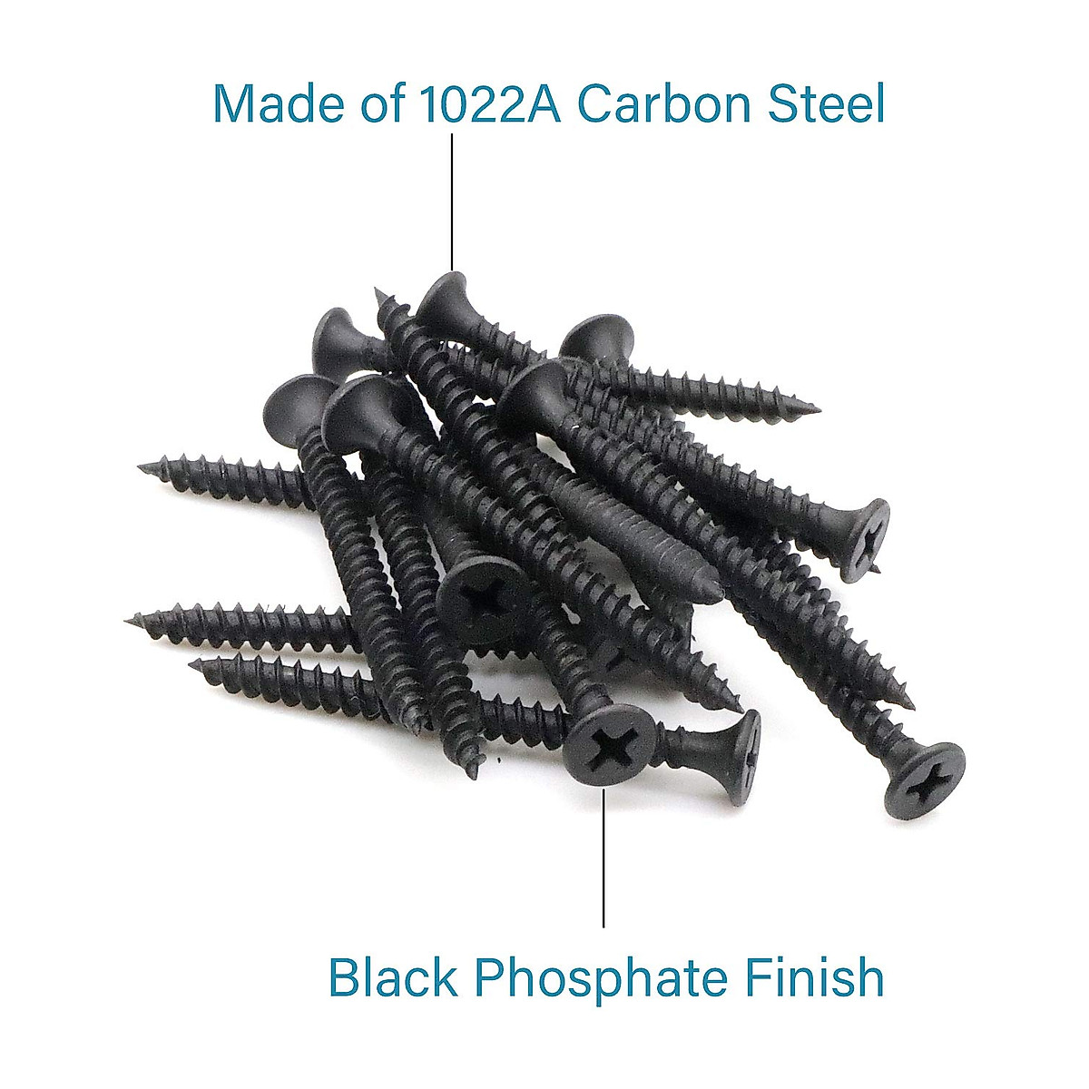 IMScrews 100pcs #6x2 Flat Head Phillips Drywall Screws Fine Thread Sharp Point Wood Screw, Carbon Steel 1022A, Black Phosphate