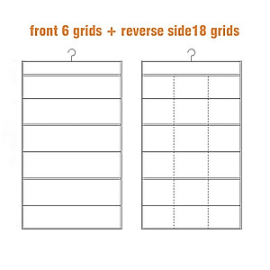 Hanging Bra Closet Organizer and Storage Pockets Wall Organizer 24 Pockets Enlarged Hanging Mesh Pockets Dual Sided Wall Closet Underwear,Bra,Socks,Accessories with Hanger (Grey)