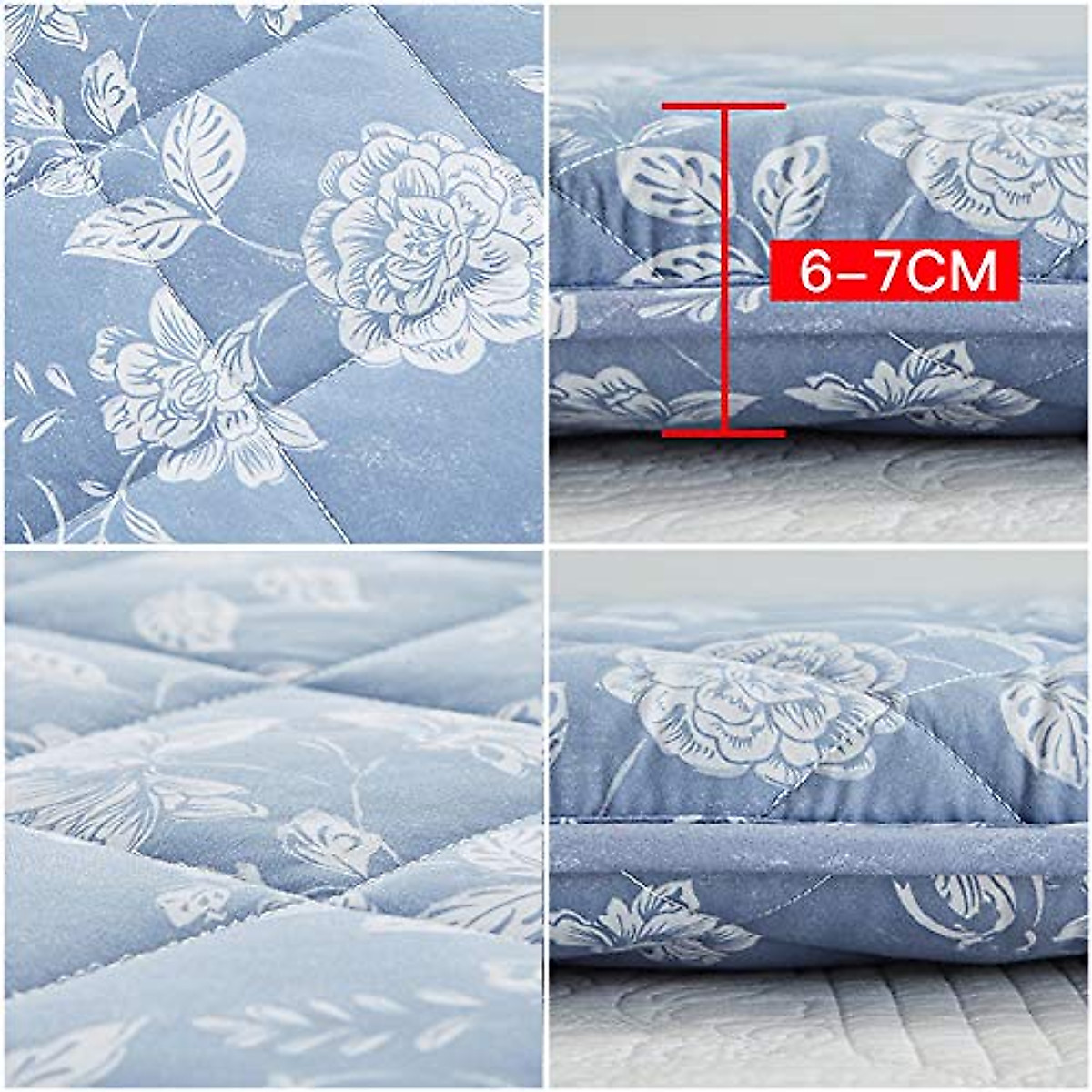 WJH Thicken Bamboo Charcoal Fiber Mattress, Japanese Futon Sleeping Pad Mattress Topper Tatami Floor Mat Soft Comfortable Double-C 120x200cm(47x79inch)