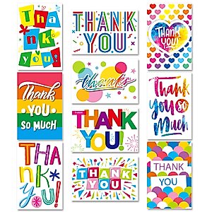 KiDEPOCH Colorful Thank You Cards 30 Pack Thank You Cards bulk 4 × 6 Inch Thank You Cards with Envelopes for Birthday, Valentines’ Day, Baby Shower, Christmas and more