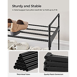 SONGMICS Shoe Rack, 2 Tier Shoe Organizer, Metal Shoe Storage Shelf for 10 Pairs of Shoes, Easy to Assemble, Entryway, Black ULSA12BK