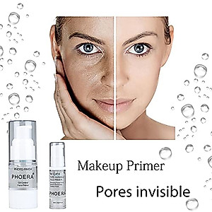 2 Pcs PHOERA Setting Powder and Face Primer, Control Oil Brighten Skin Color Cover Face Setting Loose Powder。 (02 Cool Beige + makeup primer)