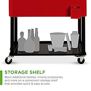 Best Choice Products 80qt Outdoor Steel Rolling Cooler Cart for Cookouts, Tailgating, BBQ w/Bottle Opener, Catch Tray, Drain Plug, and Locking Wheels - Red