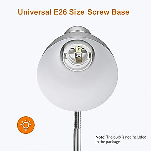 LEPOWER Metal Desk Lamp, Adjustable Goose Neck Table Lamp, Eye-Caring Study Desk Lamps for Bedroom, Study Room and Office (Silver)