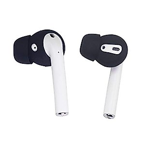 Yutoner 5 Pairs AirPods Ear Tips Anti-Slip Silicone Earbuds Cover Compatible with Apple AirPods 2 & AirPods or EarPods-【Not Fit in The Charging Case】 (Black)
