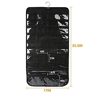 Luney Hanging Jewelry Organizer, 80 Pockets Earring Holder Organizer, Bracelet Organizer with Pockets for Woman, for Hanging Earrings, Necklaces, Bracelets, Rings, Storage, Closet