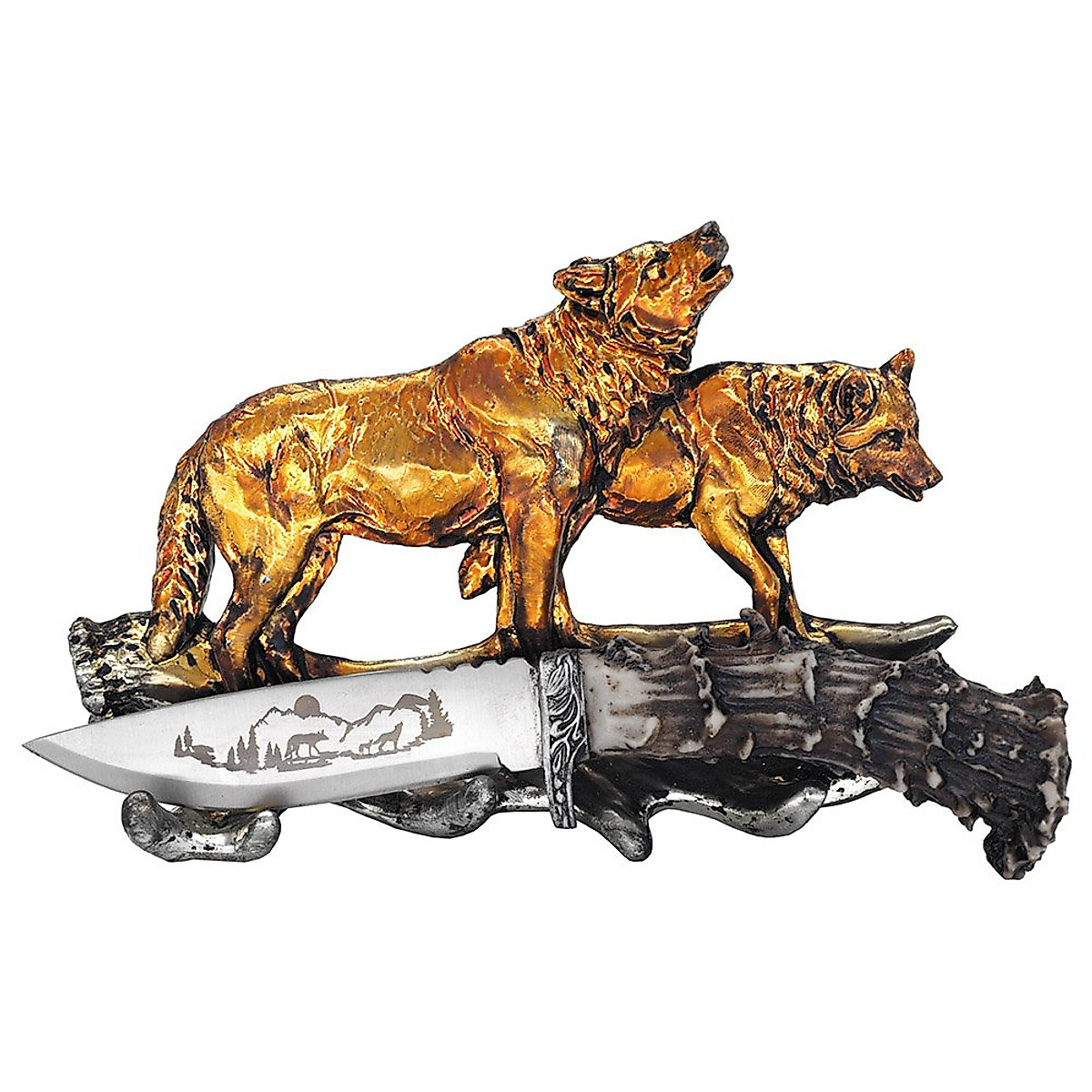 8" Hunting Knife with Display - Wolf