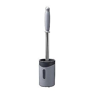 Plastic Toilet Bowl Brush Stainless Steel Long Handle Toilet Brush Wall Mounted Toilet Cleaner Brush with Stand Easy Install