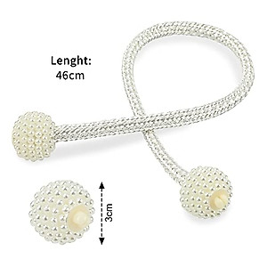 8 Pack Curtain Tie Backs, Pearl Curtain Ties Decorative Rope, Modern Rope Buckle Curtain Holdbacks Holder for Home Bedroom Office (Grey)