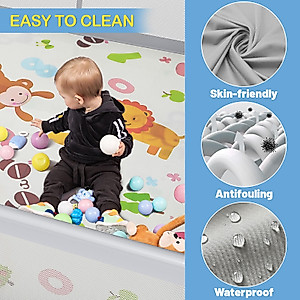 Large Baby Playpen Palopalo Playard for Toddlers with Gate 50''x50'' Indoor & Outdoor Play Pen, Baby Toys 0-6 to 12 Months Infants Sturdy Safety Activity Center with Anti-Slip Base, Gray