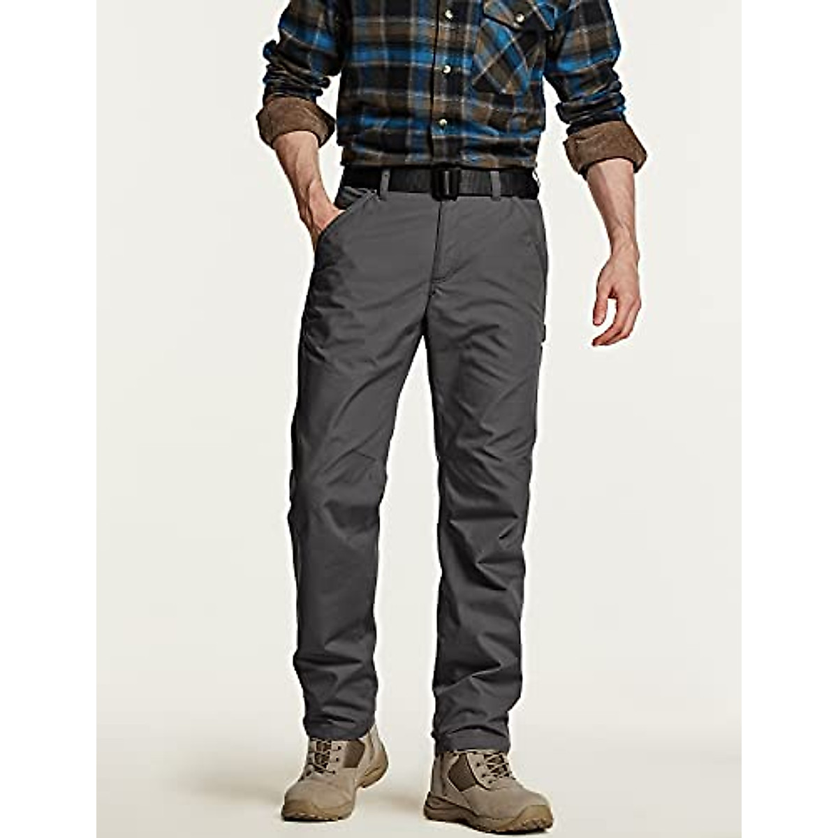CQR Men's Ripstop Work Pants, Water Repellent Tactical Pants, Outdoor Utility Operator EDC Straight/Cargo Pants, Utility Straight(twp301) - Charcoal, 34W x 30L