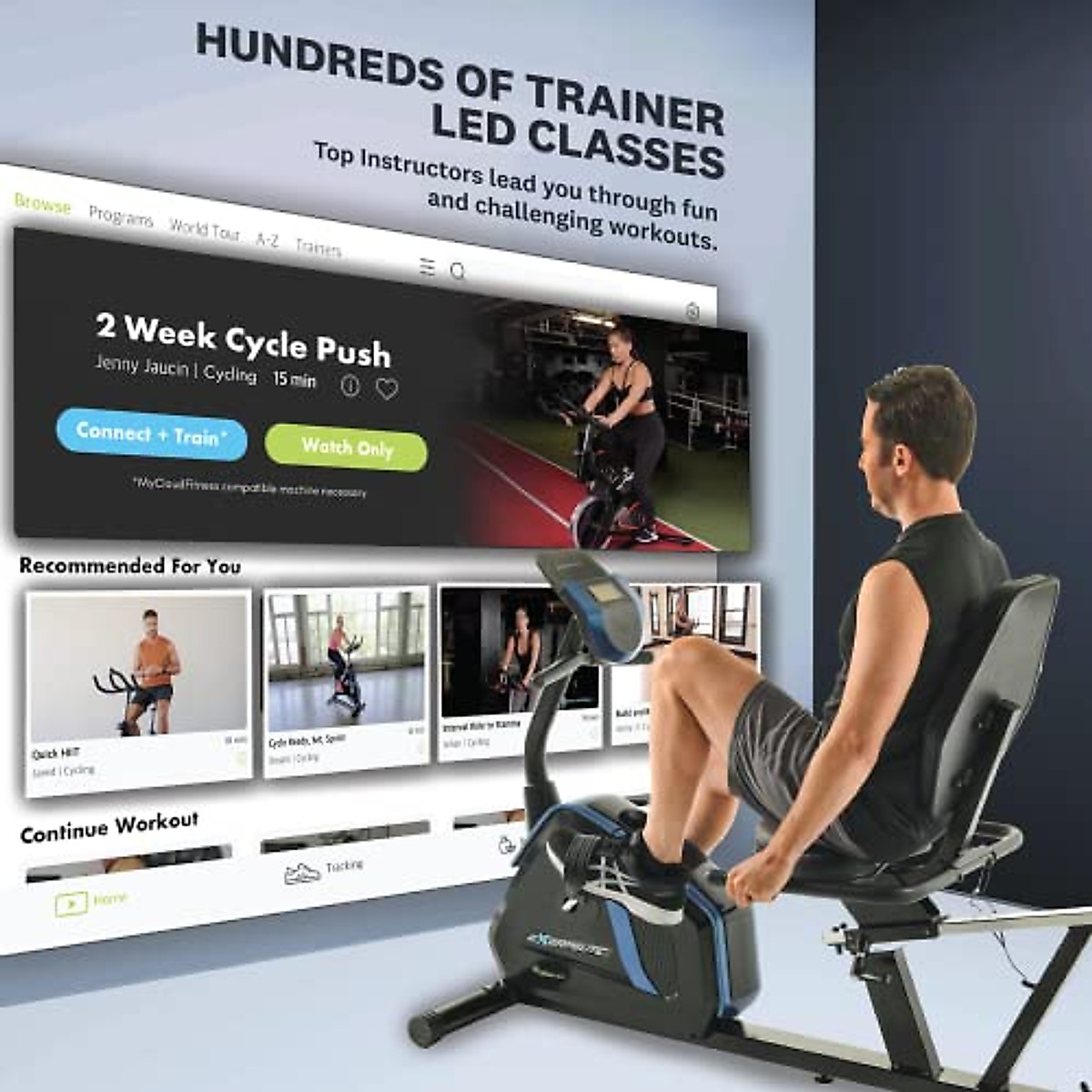 Exerpeutic Recumbent Exercise Bike Bluetooth with 24 Pre-Set Programs | Easy Step Thru| 16 Levels of Resistance