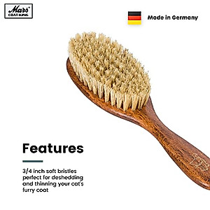 Mars Coat-King Bristle Cat Hair Brush Deshedding Tool – Pet Grooming Supplies for Furry, Shaggy, Loose Hair in all Breeds, Wooden Handle for Thick Coats – ¾” Bristles, 2” Wide Head